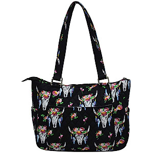 NGIL Quilted Cotton Shoulder Bag (Bull Skull Black)