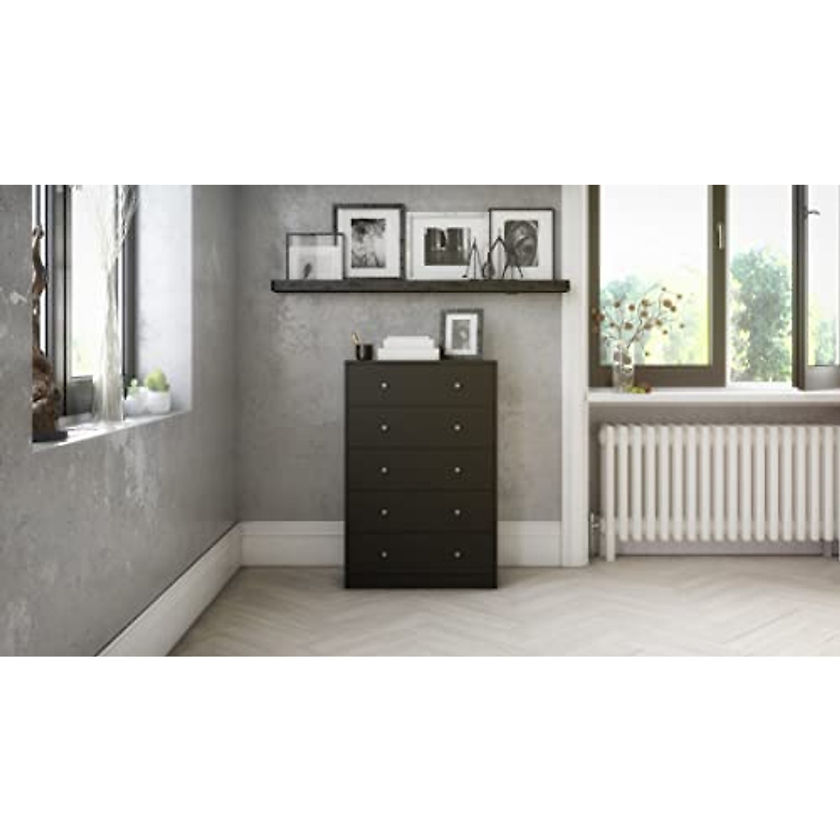 Tvilum Portland 5 Drawer Chest - Black