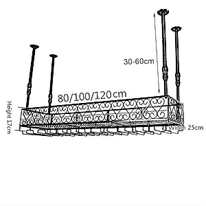 Ceiling Glass Rack Ceiling Hanging Display Rack,Adjustable Height,Metal Bottle Holder,Stemare Holder,Big Capacity Storage Shelf Organization,for Bars Restaurants Kitchens