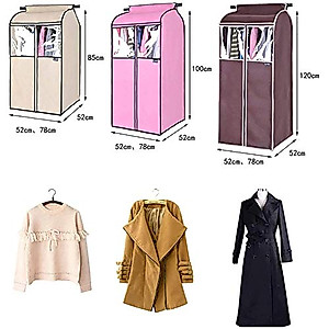 QYQS Clearly Organized Garment Bags Cover Full Zipper Lightweight Clear Dust Cover Suit Bags for Closet Clothes Storage-Brown_78×52×100cm