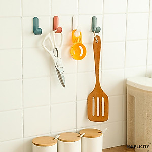 DueHoppee 10 Pack Plastic Adhesive Hooks,Damage Free J-Shaped Hooks Holder,Reusable Seamless Hooks,Cute Key Hooks,White Decorative Utility Hooks for Hanging Hat Cup Glass Headset Towel(Gray)