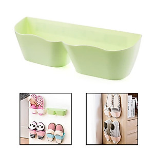 MACIMO Wall Mounted Shoe Hanger Shoe Organizer Shelf Hanging Shoe Storage Rack Shoes Organizers (Color : Green)