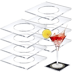 Tatuo 8 Pack Acrylic Coasters DIY Cocktail Napkin Holder Square Clear Coasters for Bar Decor Drinks Table Room Home Office, Without Inserts