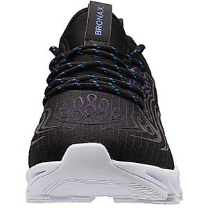 BRONAX Mens Walking Shoes Blade Designer for Males Black Size 12 Flat Cycling Running Athletic Sports Fitness Cushion Indoor Tennis Snickers Sneakers for Males