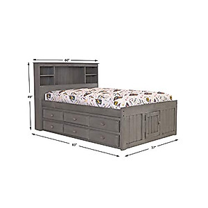 Discovery World Furniture Charcoal Full Bookcase Bed with 6 Drawers