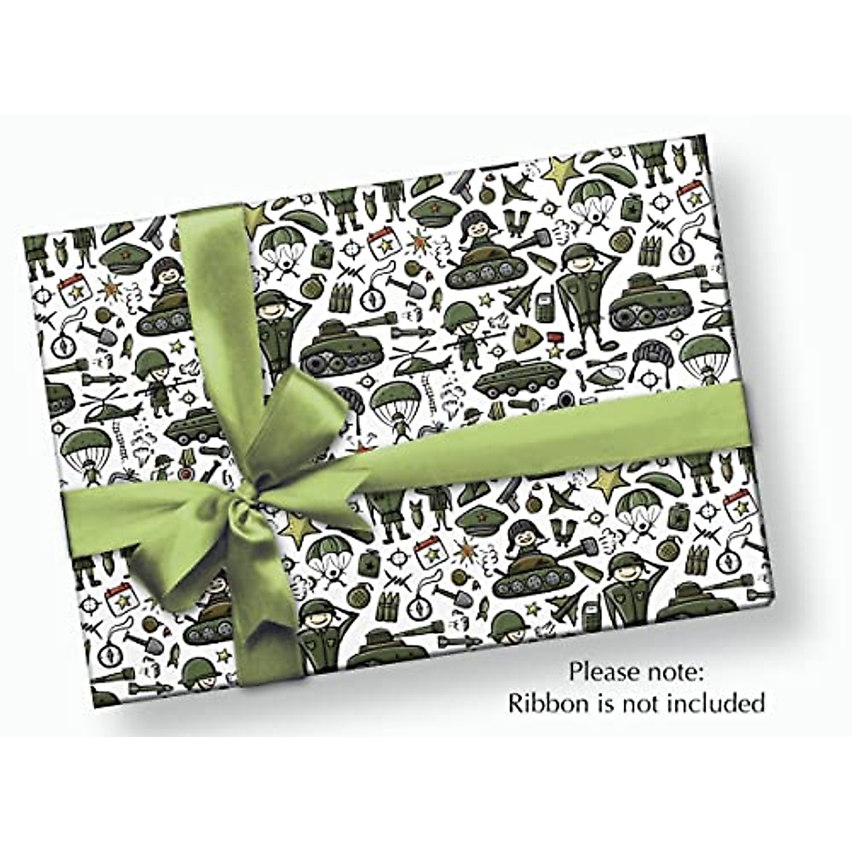 Stesha Party Military Present Gift Wrapping Paper - Folded Flat 30 x 20 Inch - 3 Sheets