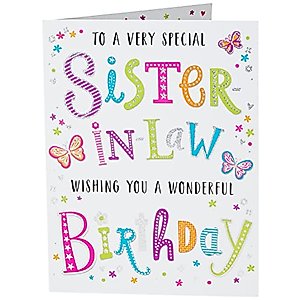 Regal Publishing Modern Birthday Card Sister in Law - 8 x 6 inches -
