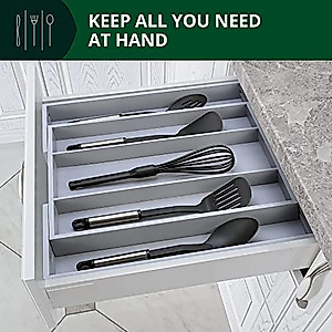 ROYAL CRAFT WOOD Gray Basic Silverware Drawer Organizer and Expandable Utensil Drawer Organizer