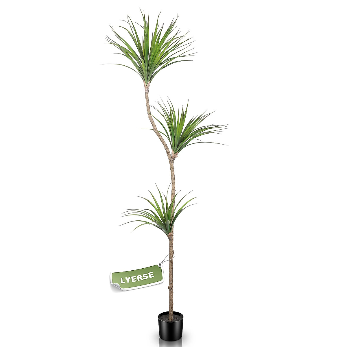 LYERSE 7ft Artificial Dracaena Tree in Plastic Nursery Pot - Tall Faux Ficus Lyrate Tropical Plants Fake Silk Tree - Artificial Trees for Office House Living Room Home Decor Indoor/Outdoor…