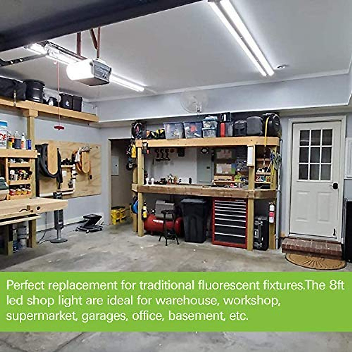 hykolity 110W 8FT LED Shop Lights Ultra Slim LED Wraparound, 12600lm 5000K LED Strip Lights, Flush Mount Warehouse Garage Office Ceiling Light Fixture, 8 Foot Fluorescent Tube Replacement - 4 Pack