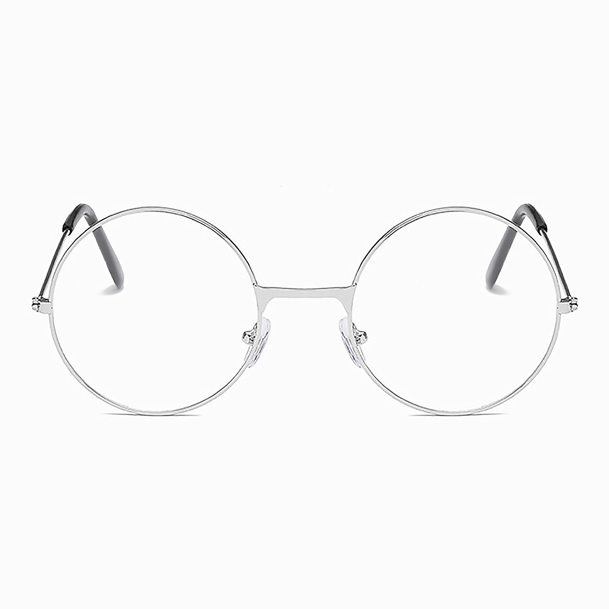 SOHUPAC Classic Round Glasses Retro Circle Eyeglasses Clear Lens Metal Frame Accessories Non-Prescription For Men Women (Silver)