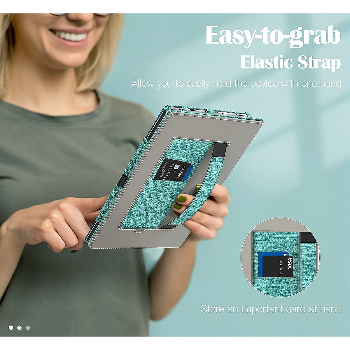 TiMOVO Case for All-New Kindle Fire HD 10 & Fire HD 10 Plus Tablet (10.1", 11th Generation, 2021 Release), Vertical Horizontal Stand Cover with Auto Wake/Sleep, Card Slot, Hand Strap, Green