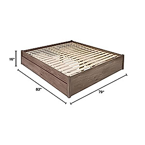 Prepac Select King 4 Post Platform Storage Bed With 4 Drawers, 83" L x 79" W x 16" H, Drifted Gray