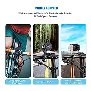 Bike Handlebar Mount for GoPro (360° Rotation and Lock Any Direction) 0.6-1.3inch All Aluminum Bike/Motorcycle Handlebars Seat Post Ski Pole Mount for Gopro Hero 11/10/9/8/7/6/5/4/ Action Camera