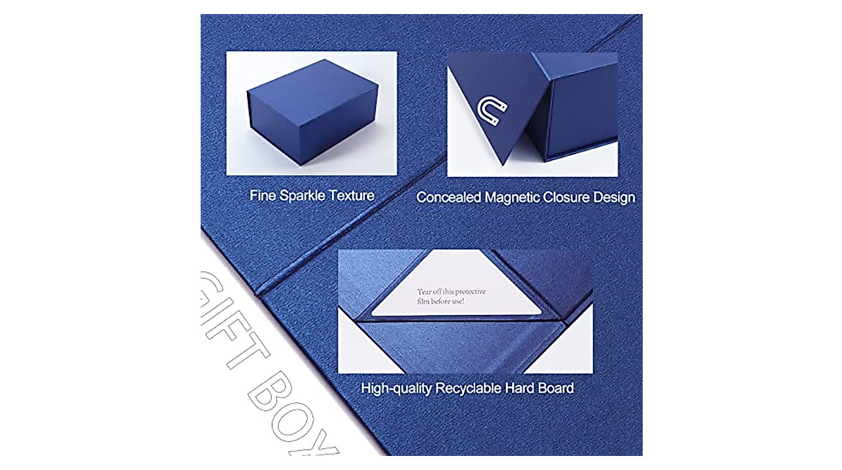 Elegant Blue Gift Boxes with Magnetic Closure - 4 Pack