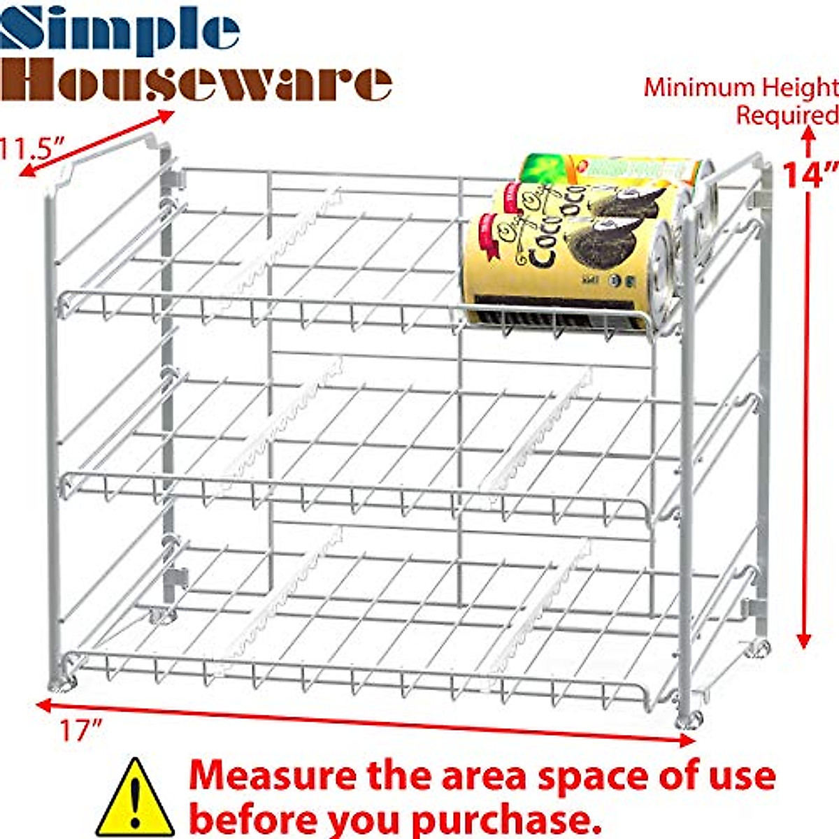 SimpleHouseware Stackable Can Rack Organizer, Silver