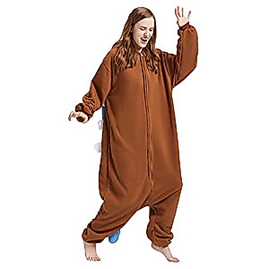 BETIFUHOM Animal Ankylosaurus Onesie Pajamas Unisex Adult Dinosaur Halloween Christmas Onesies Costume Cosplay for Women and Men
