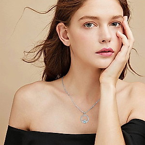 LONAGO Claddagh Necklace with Simulated Birthstone 925 Sterling Silver Irish Hands Holding Crown Celtic Knot Love Heart Pendant Jewelry for Women (3)