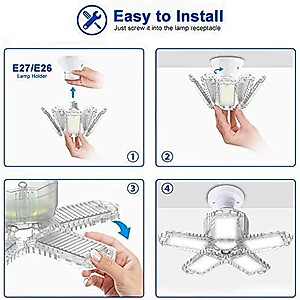 Led Garage Light 6 Pack, Led Super Bright Adjustable Panels Garage Light,180W Garage Lights Ceiling Led for Garage Basement