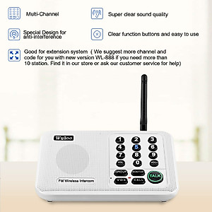 Wuloo Intercoms Wireless for Home 5280 Feet Range 10 Channel 3 Code, Wireless Intercom System for Home House Business Office, Room to Room Intercom, Home Communication System (2 Units Set, White)