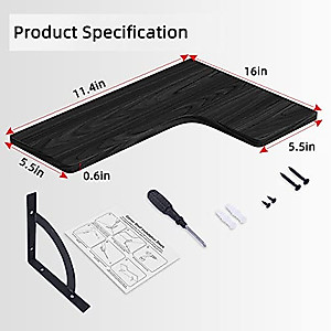 MOLYHOM Wood Floating Corner Shelves, Wall Shelves for Bedroom, 4 Sets of Wall Mounted Shelf