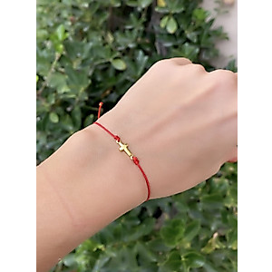 Live Gems | 14K Gold Filled Sideways Cross Red String Bracelet, Red String Cross Charm Bracelet, Summer Jewelry Gift for Her, Birthday Jewelry
