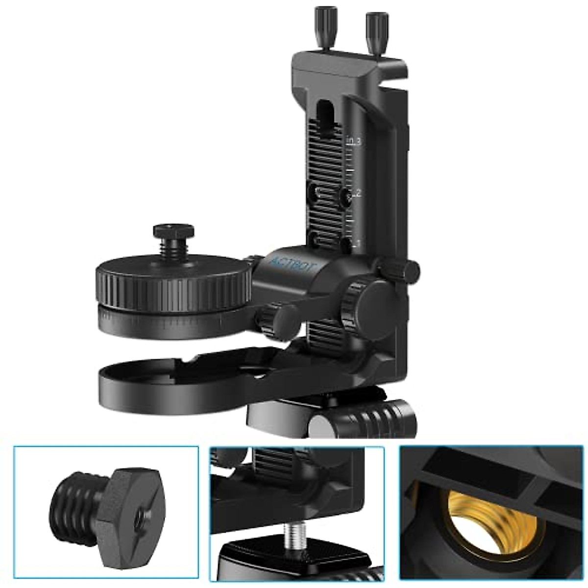 Laser Level Wall Mount Fine-tuning Bracket - ACTBOT Laser Level Line Tool Adapter 360° Magnetic Pivoting Base Tile Floor Multi-Line Point Laser L-Bracket Holder Universal 1/4" Tripod Mountable Stand