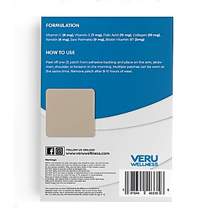 Veru Wellness Biotin Plus Daily Patch - B7, Collagen - Self Adhesive Time Release Patch (60 Day)