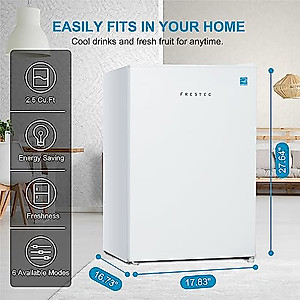 Frestec 2.5 CU' Mini Refrigerator, Small Refrigerator, Mini Fridge with Freezer, Compact Refrigerator, White (FR 250 WH)