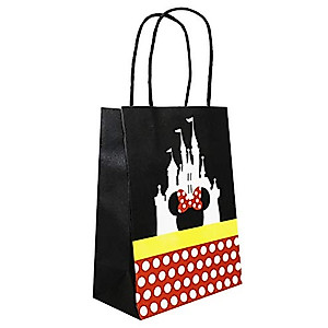 MOAXMOA Treat Bags Castle Gift Party Paper Bags with Handle for Birthday Baby Shower Mickey Minnie Theme Party Decorations Supplies- 12PCS