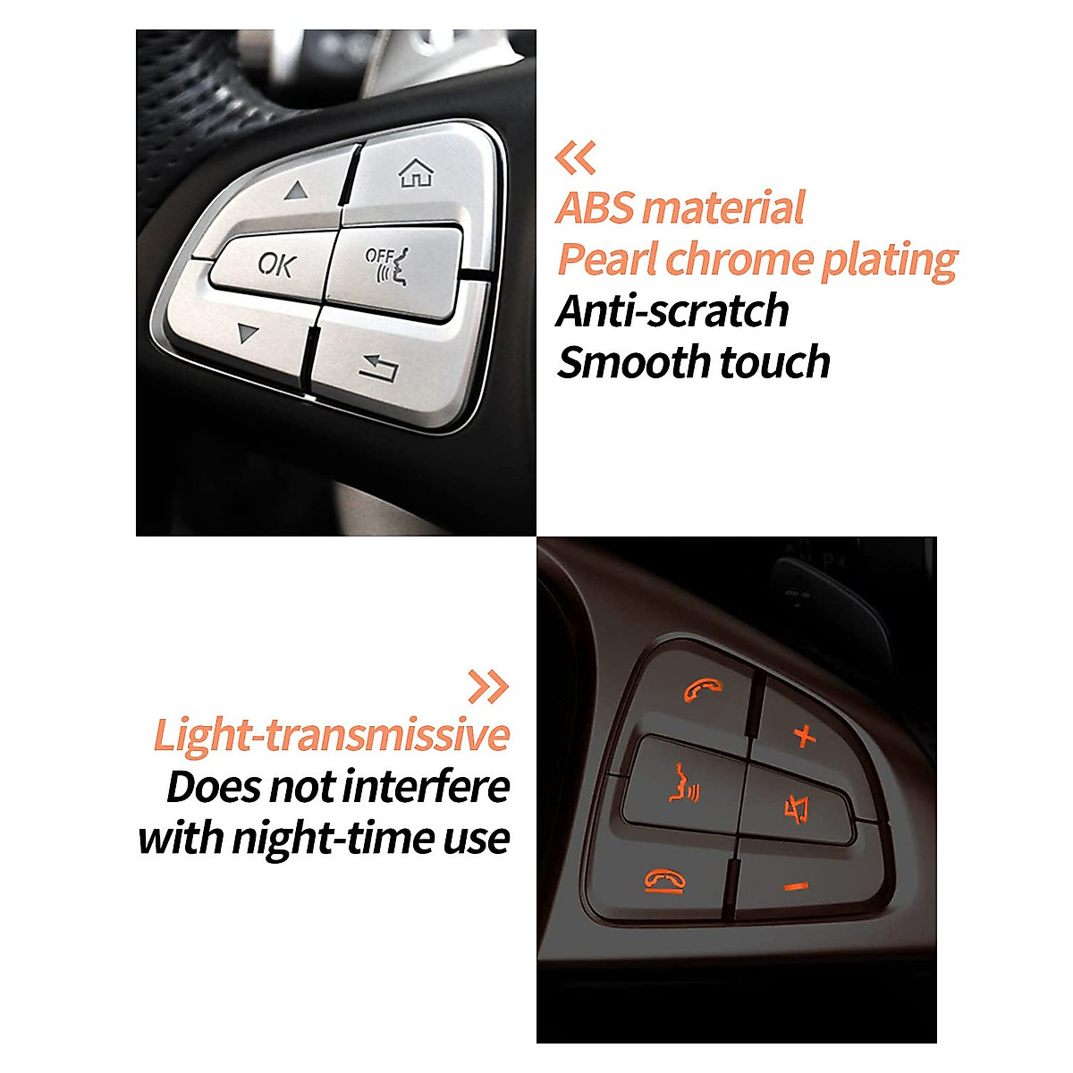 LIMBQS Steering Wheel Button Stickers for Mercedes Benz C200 E260L GLC300, Steering Wheel Buttons Light-transmitting Decorative Stickers for Mercedes Benz GLA CLA GLK Class