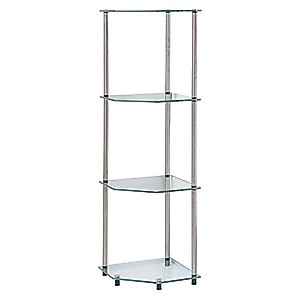 Convenience Concepts Designs2Go Classic Glass 4 Tier Corner Shelf