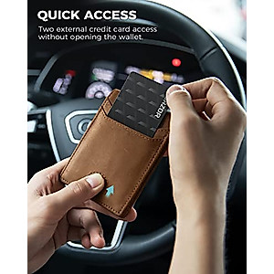 LORZOR AirTag Wallet - Bifold Full Grain Leather Mens Air Tag Wallet with AirTag Holder, RFID Blocking Minimalist Wallet for Men for Apple Air Tag, up to 11 Cards Gifts for Men