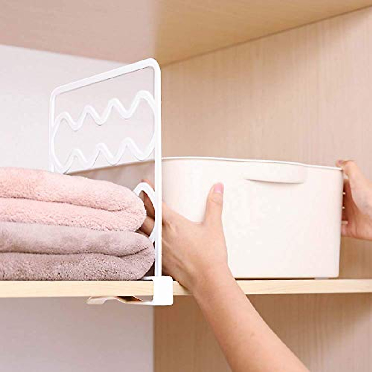 Messar 4 PCS Plastic Shelf Dividers for Closets, Plastic Closet Dividers White Shelf Separators Perfect for Clothes Organizer and Bedroom Kitchen Cabinets Shelf Storage and Organization (4 Pcs)