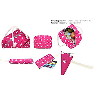 JiaYou School Backpack Dog Paw Prints Daypack For Teens Girls Primary School Students(Black 3PCS,20L)