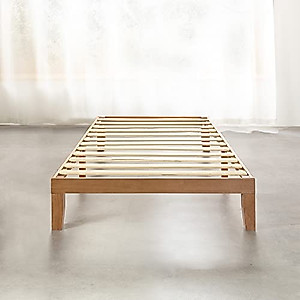Mellow Naturalista Classic 12-Inch Solid Wood Platform Bed | Wooden Slats, No Box Spring Needed, Easy Assembly | Twin, Natural Pine