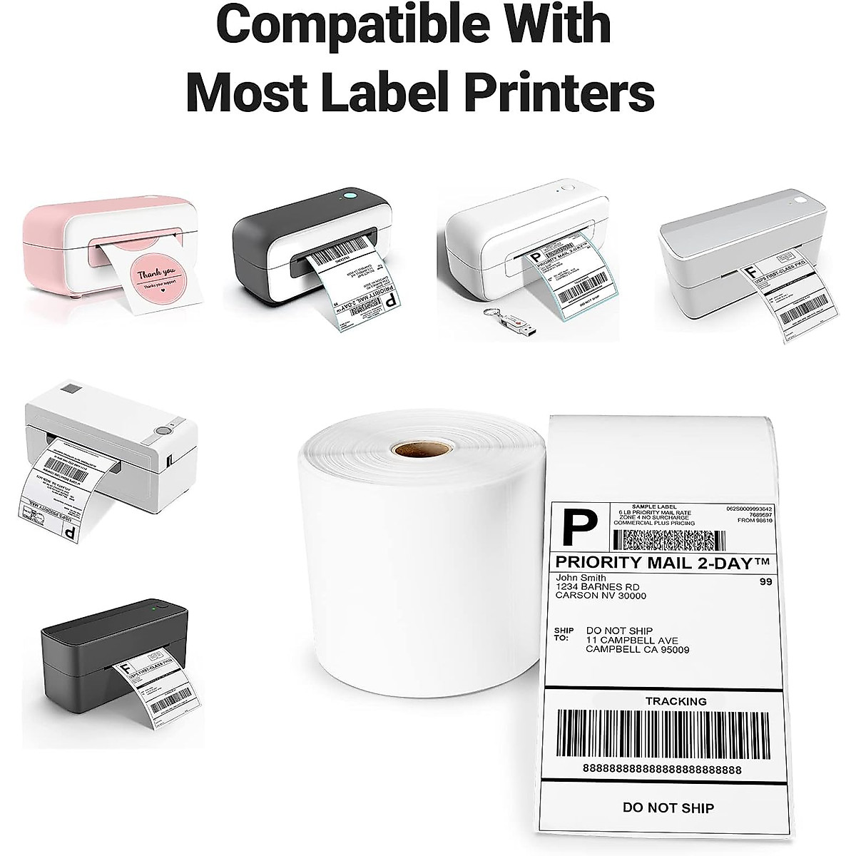 ASprink 4"x6" Thermal Shipping Labels - Thermal Address Labels for Shipping Label Printer - Label Paper Compatible with MUNBYN, Rollo, Zebra and Other Label Printer, 2 Pack(500 Roll/Pack)