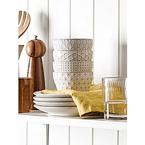 LE TAUCI Small Bowls 8 oz, Dessert Bowl, Ice Cream Bowl for Chili Dipping Sauce Coffee Bouillon, Ceramic Soup Cups - 4 inch, Set of 4, Arctic White