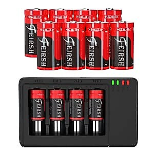 QUICKHELP 8 Pack CR123A Lithium Battery, 3.7V Rechargeable Cr123a Batteries and LED Charger Compatible with Arlo Cameras (VMC3030/VMK3200/VMS3330/3430/3530), Flashlight, Microphone