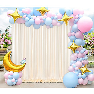 10x10FT Ivory Backdrop Curtain for Party Wedding Polyester Fabric Drapery Photo Curtains Backdrop Decor for Baby Shower Party Background