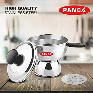 Panca Stainless Steel Chiratta Puttu Maker, Chiratta Maker with Handle Use with Pressure Cooker Puttu Kutti Puttu Steamer Puttu Cooker Silver, Make in India