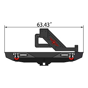 LUYWTE For 2007-2018 Wrangler JK Steel Rear Bumper With Tire Carrier&Lights&D-Rings（Not fit 2018 Wrangler JL）