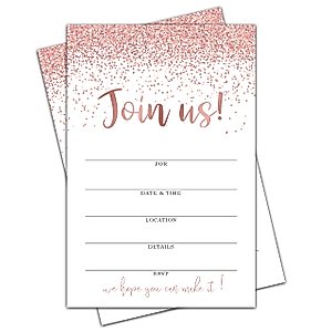 mermermu Join Us Invitations with Envelopes - Pink Rose Gold All Occasion Invitations For Bridal or Baby Shower, Wedding, Engagement, Birthday, Anniversary, 25 Invites With Envelopes - 003JOIN