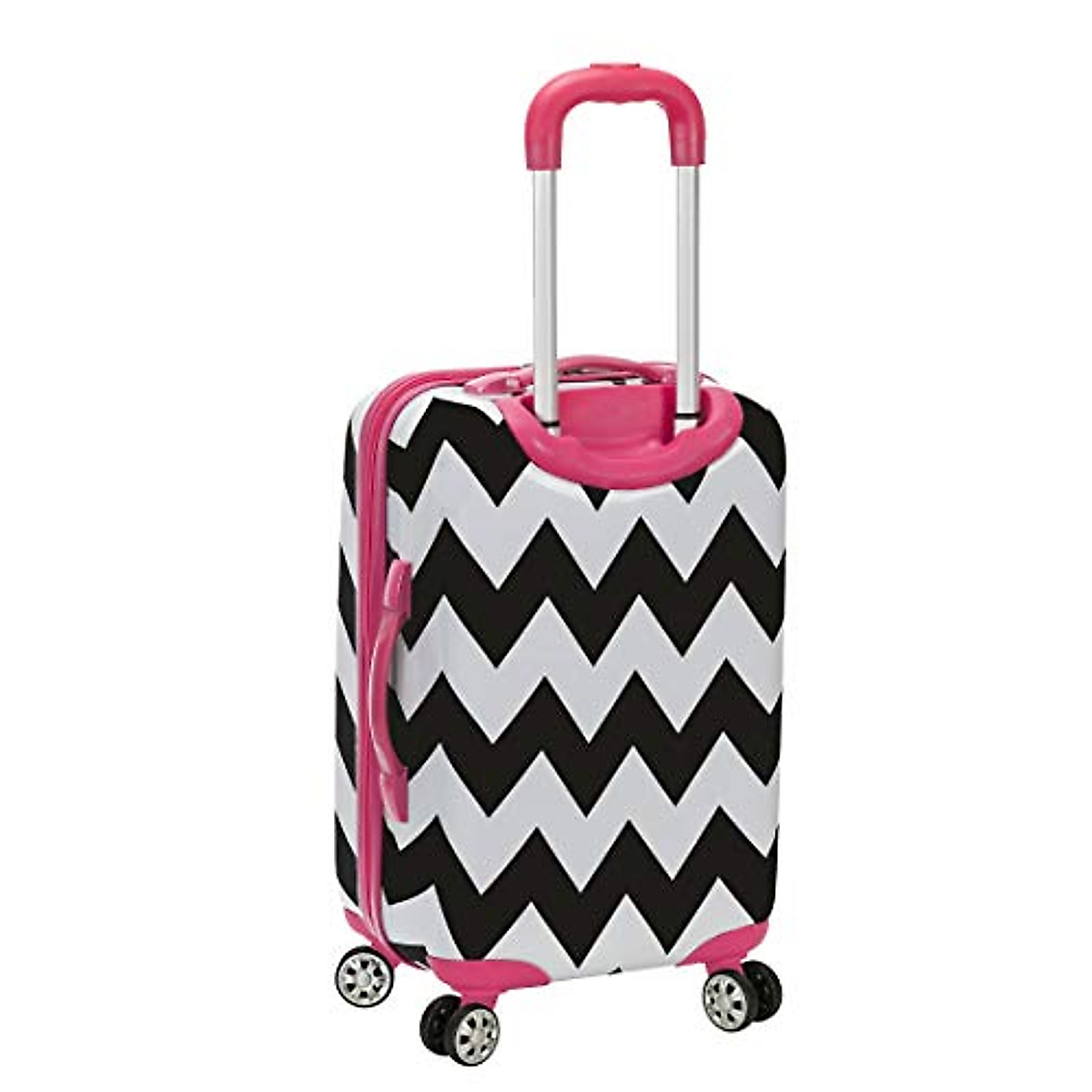 Rockland Safari Hardside Spinner Wheel Luggage, Pink Chevron, Carry-On 20-Inch
