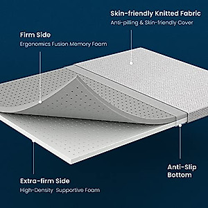 BedStory Extra Firm Mattress Topper 2 Inch Twin Size - Firm Memory Foam Bed Topper for Back Pain Relief