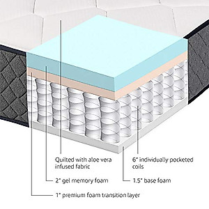 Amazon Basics Hybrid Mattress - Medium Feel - Memory Foam - Motion Isolation Springs - 12-Inch, Twin, White & Gray