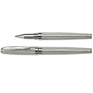 Xezo Solid 925 Sterling Silver Serialized Fine Rollerball Pen with Screw-On Cap (Maestro 925 Sterling Silver R-1)