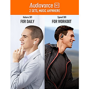 Audiovance 2 Sets Wireless Earbuds Bluetooth Headphones Ideal Gifts, Nature 301 & Speed 301, 2 Sets Wireless Ear Buds for iPhone & Android (SPNT 301)