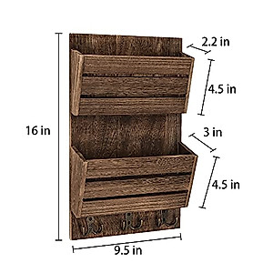 COZYYROME Key Holder for Wall Decorative, Mail Holder Organizer Wall Mount with 4  Key Hooks Key Hangers for Wall Perfect Office Wall Organizer with Key Rack Mail and Key Holder for Entryway, Hallway