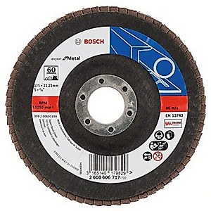 Bosch Professional 2608606717 Flap disc X551, Expert for Metal 125 mm, 22.23 mm, 60, Black/Brown